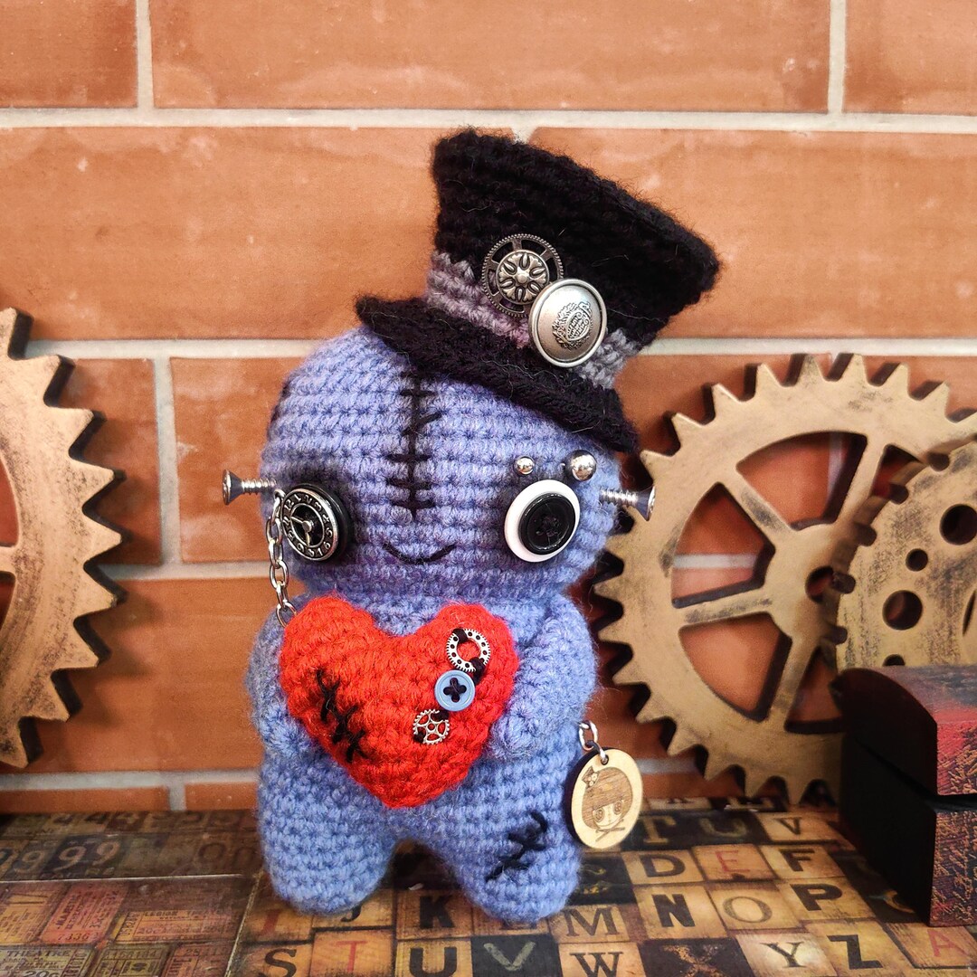 Crochet Steampunk Voodoo Doll, Amigurumi Voodoo, Creepy Cute Doll, Goth ...