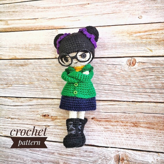 CROCHET PATTERN Nerdy Girl With Eyeglasses Amigurumi Girl - Etsy