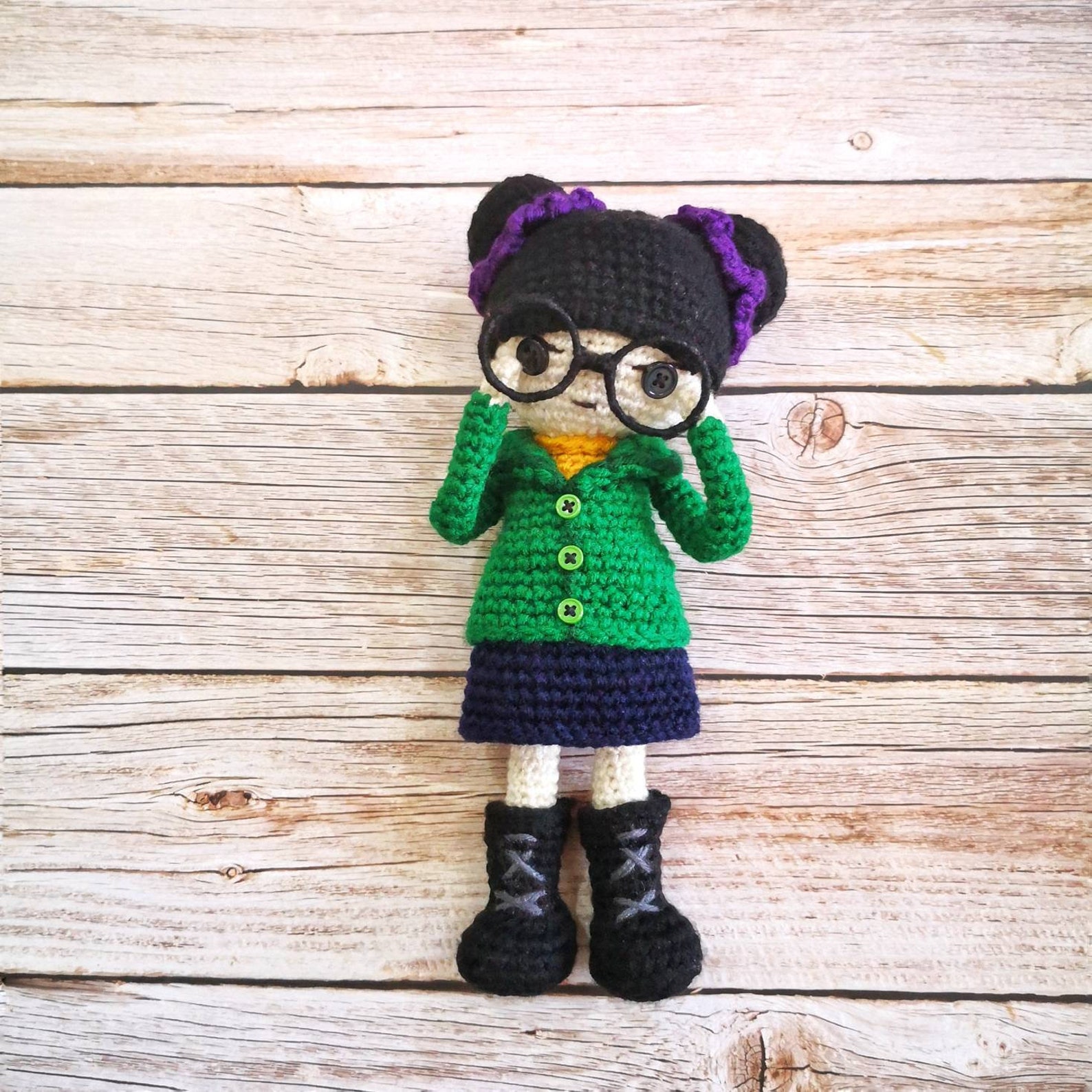 CROCHET PATTERN Nerdy Girl With Eyeglasses, Amigurumi Girl, Geeky Doll ...
