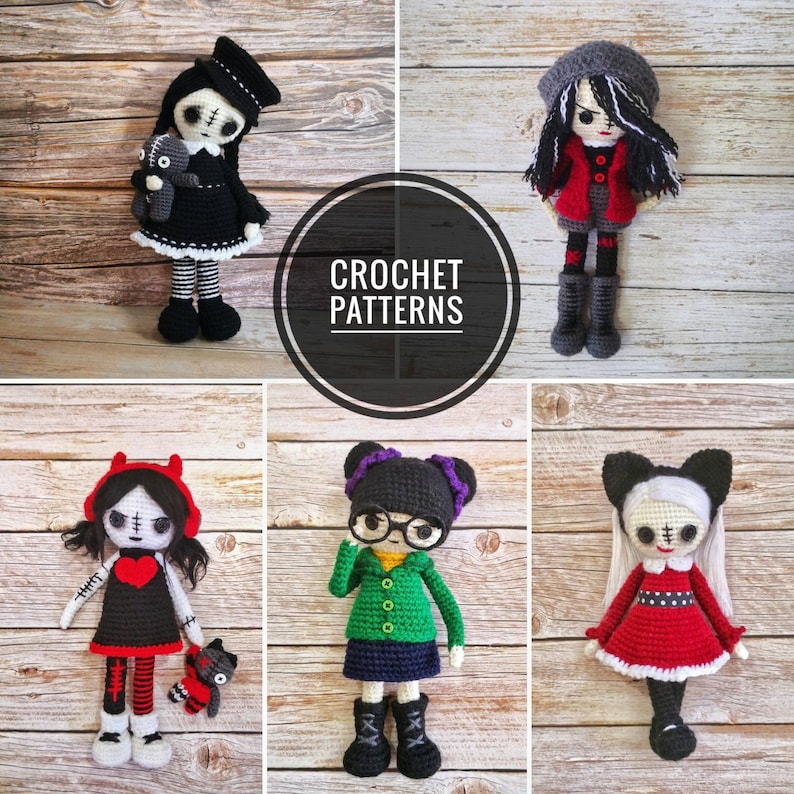 SALE 5 CROCHET PATTERNS Rebellious Grunge Girl Punk Rock Emo - Etsy