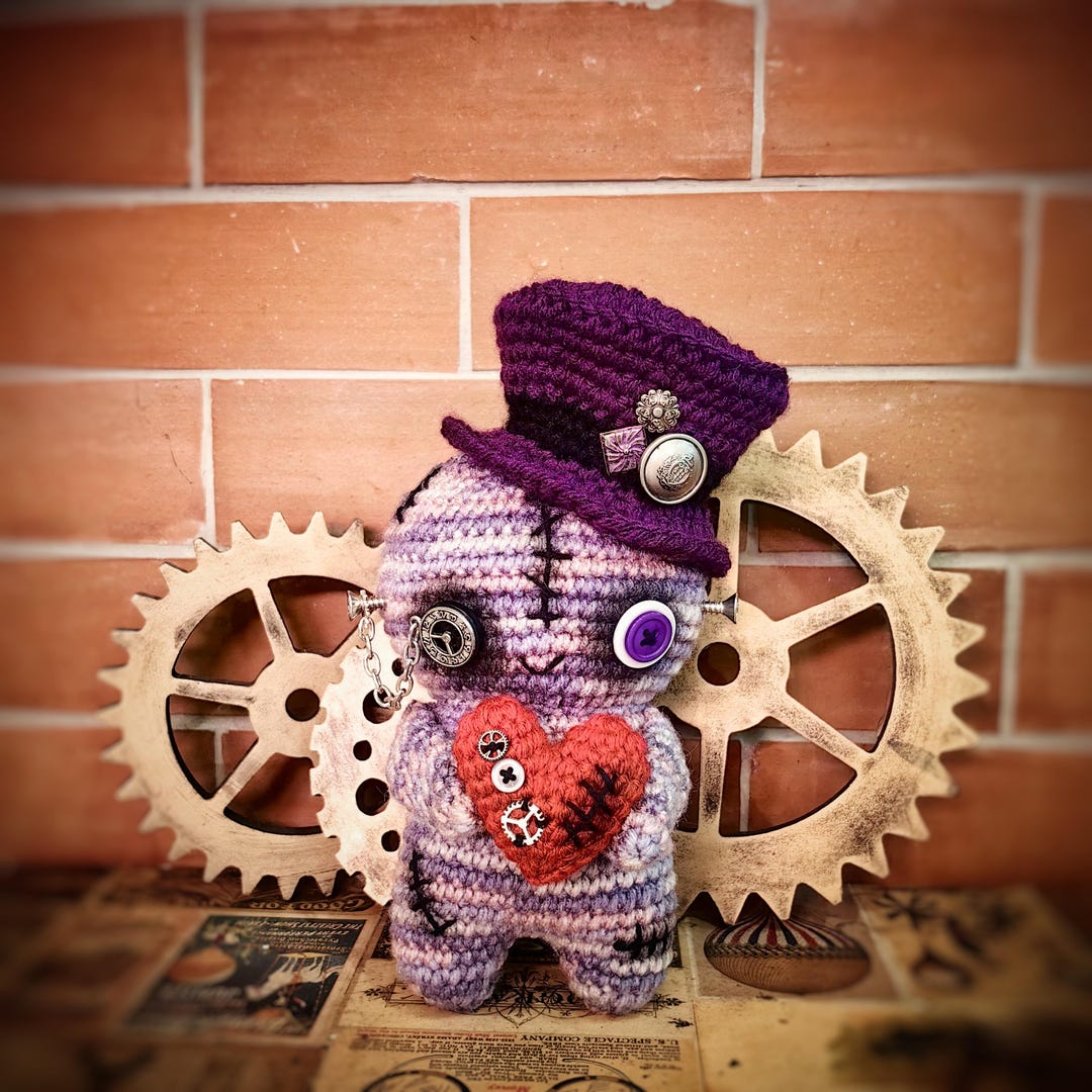 Crochet Steampunk Voodoo Doll, Amigurumi Voodoo, Creepy Cute Doll, Goth ...