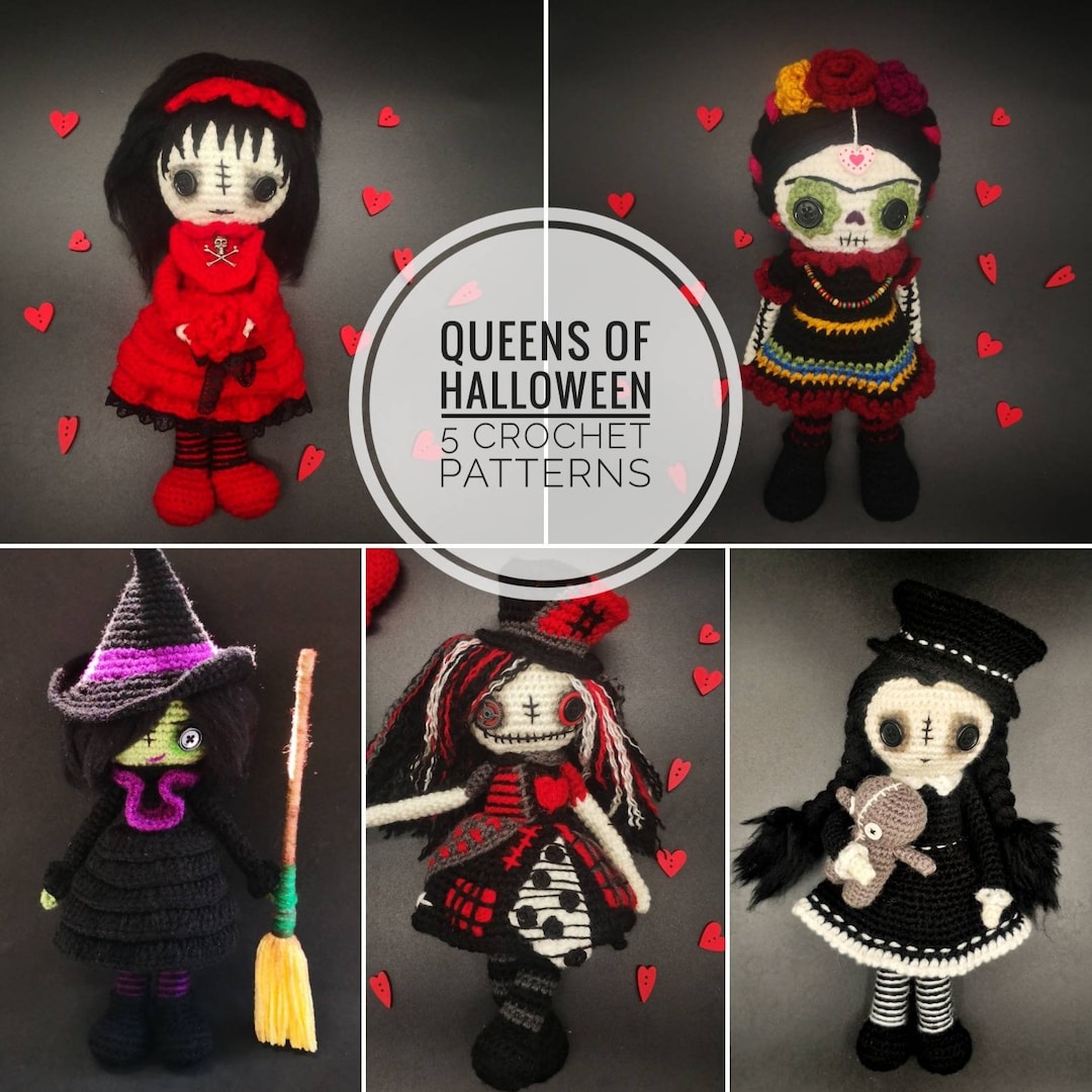 AMIGURUMI PATTERN BUNDLE Halloween Dolls, Patchwork Dolls, Crochet Doll ...