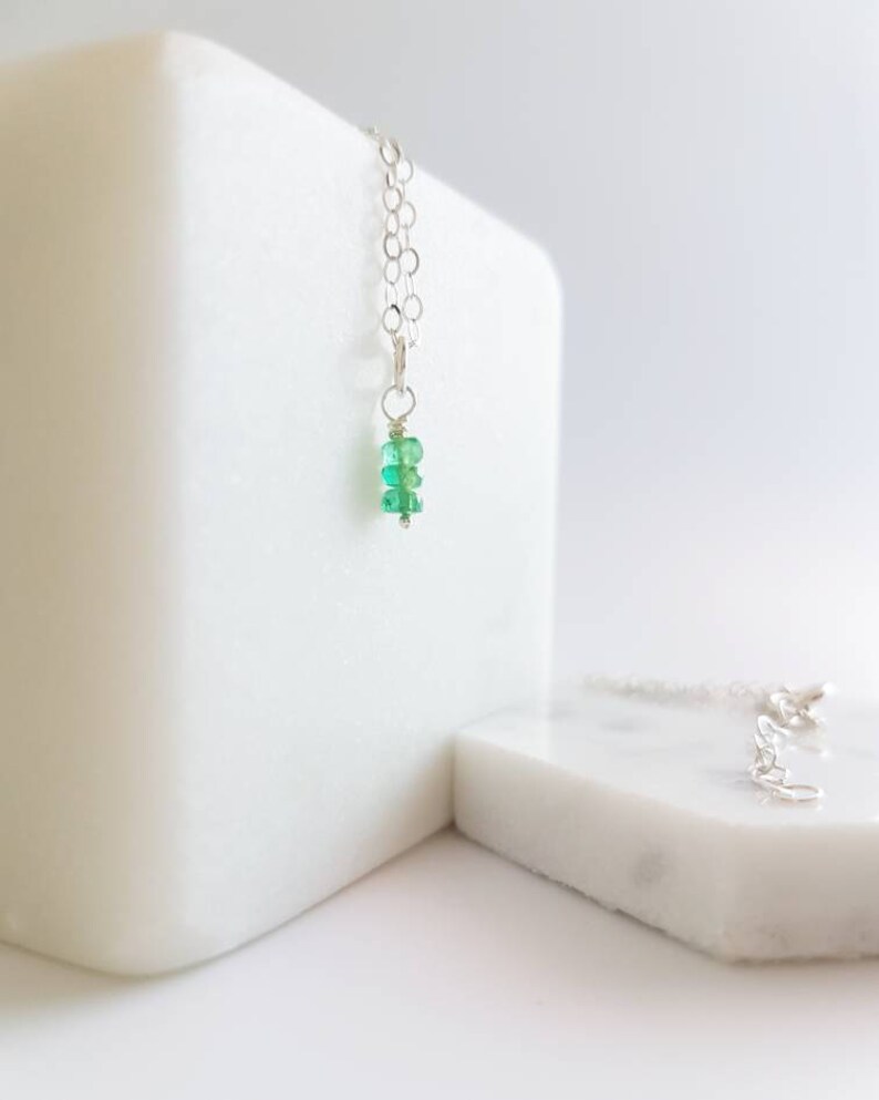Emerald Gemstone Necklace Simple Pendant Necklace Green - Etsy