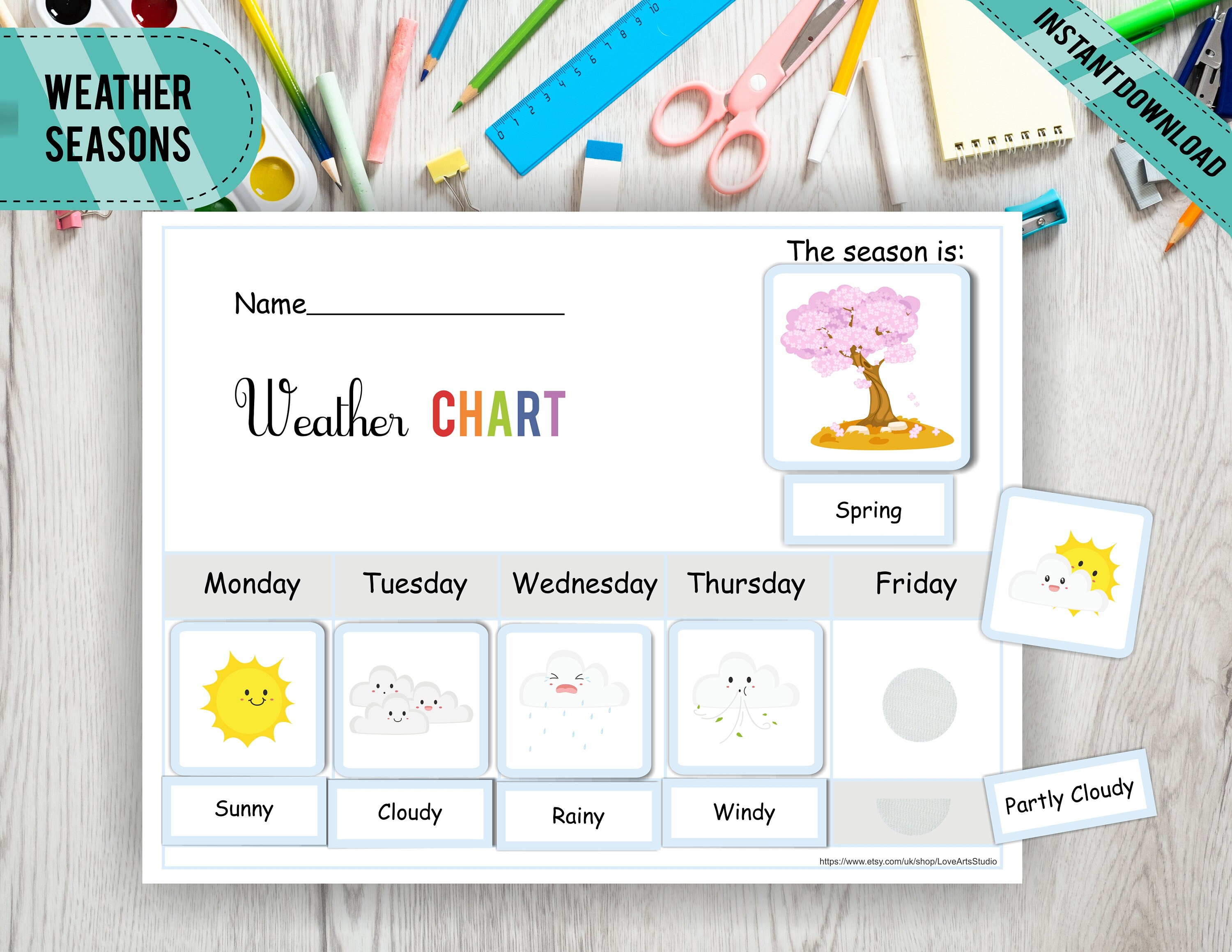 Weather Chart Season Weather Games Kindergarten Homeschool Etsy UK