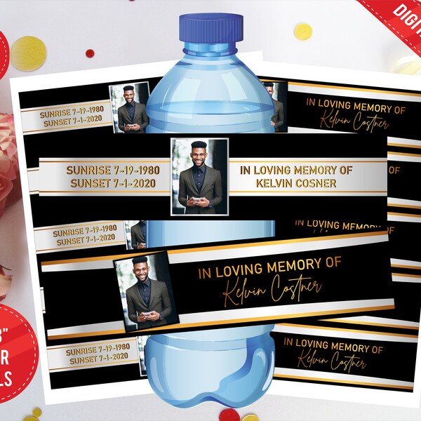 Water Bottle Labels Funeral Template - Etsy Canada