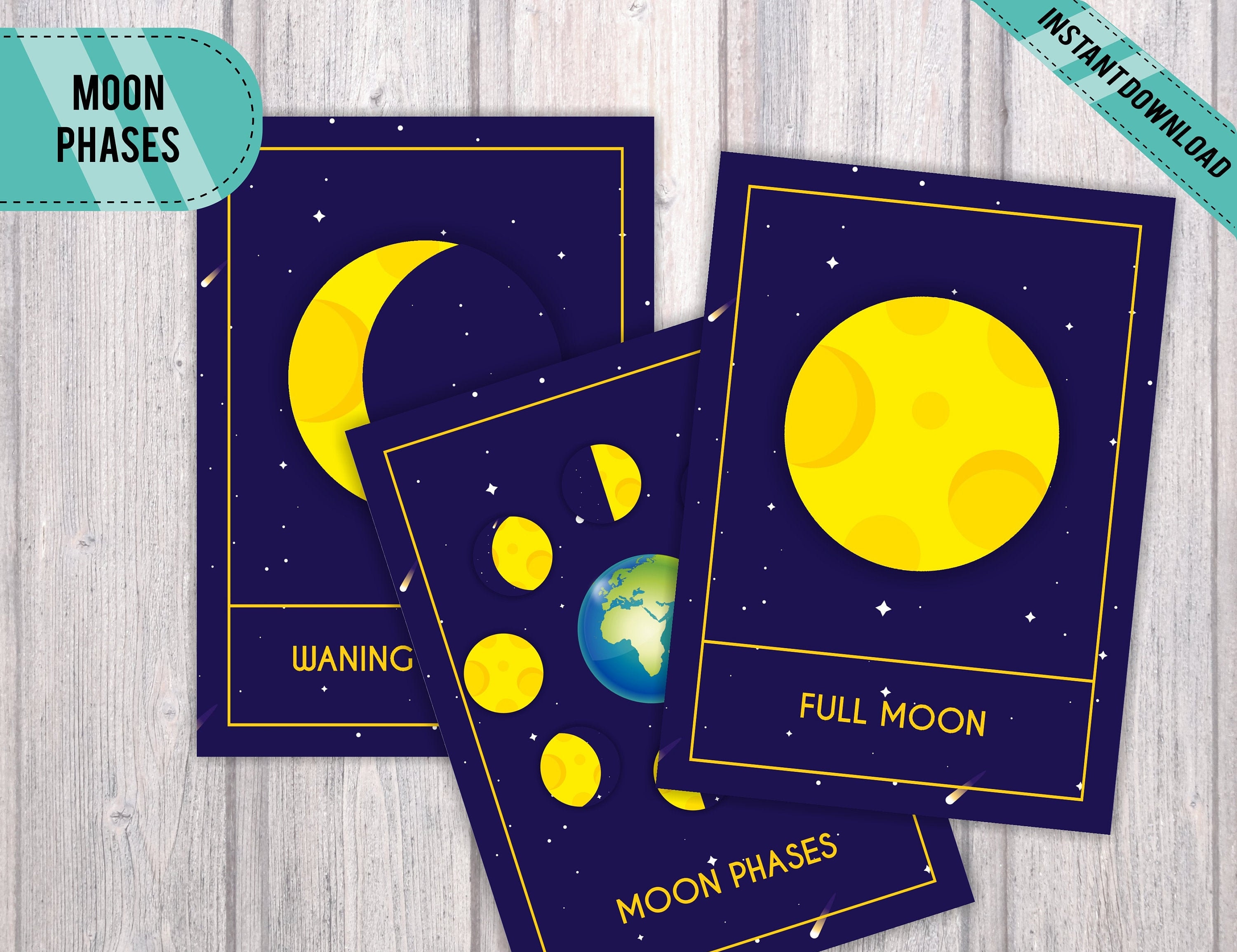 Moon Phases Flashcards Printable Flash Cards Of The P - vrogue.co
