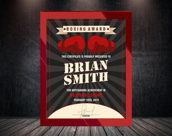 Boxing Certificate | Etsy