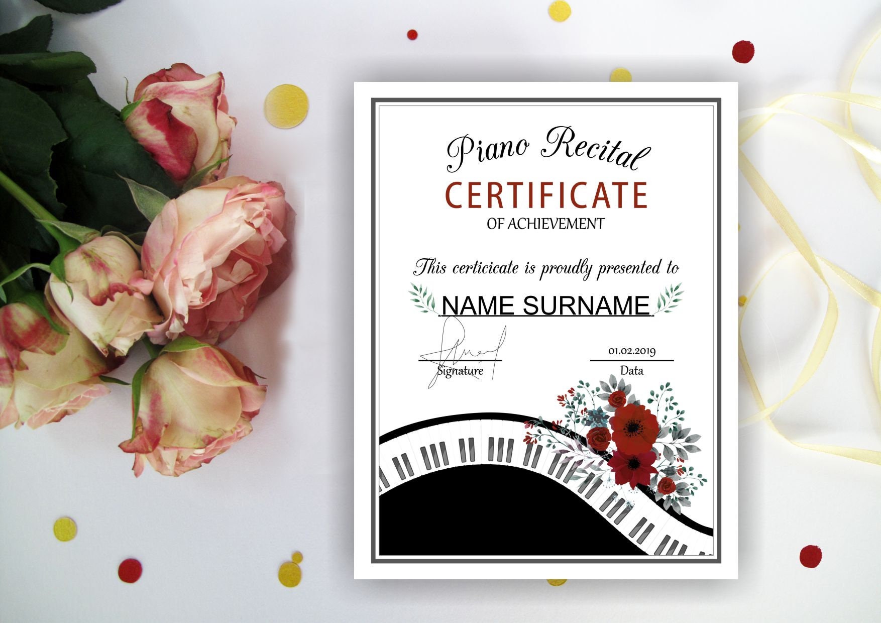 Vintage Piano Recital Certificate. Piano Music Performance | Etsy