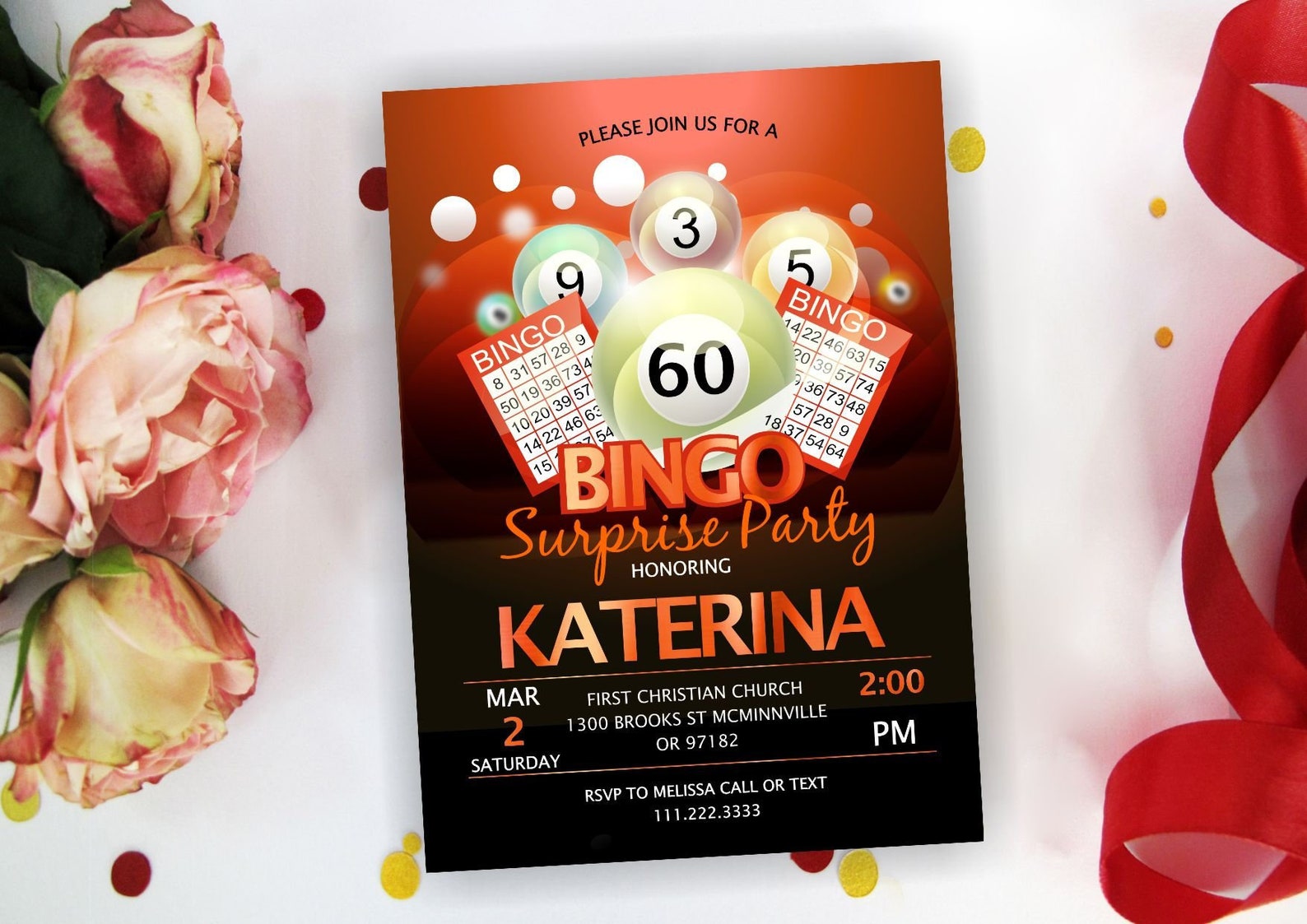 orange-surprise-bingo-invitation-bingo-balls-birthday-etsy