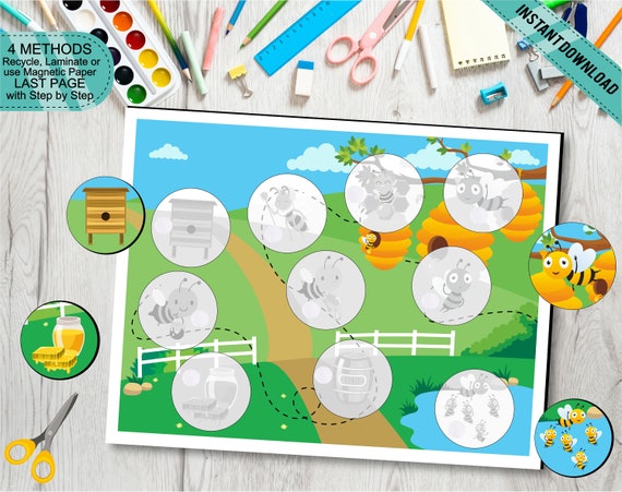 Match Bee Honeycomb 1-2 Years of Age Game Cut and Play Learn | Etsy