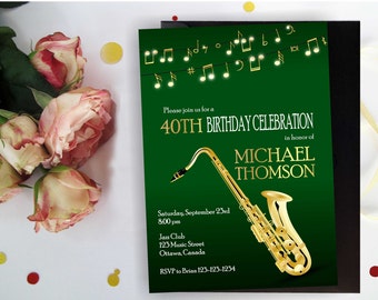 Saxophone Party Invitation - Etsy
