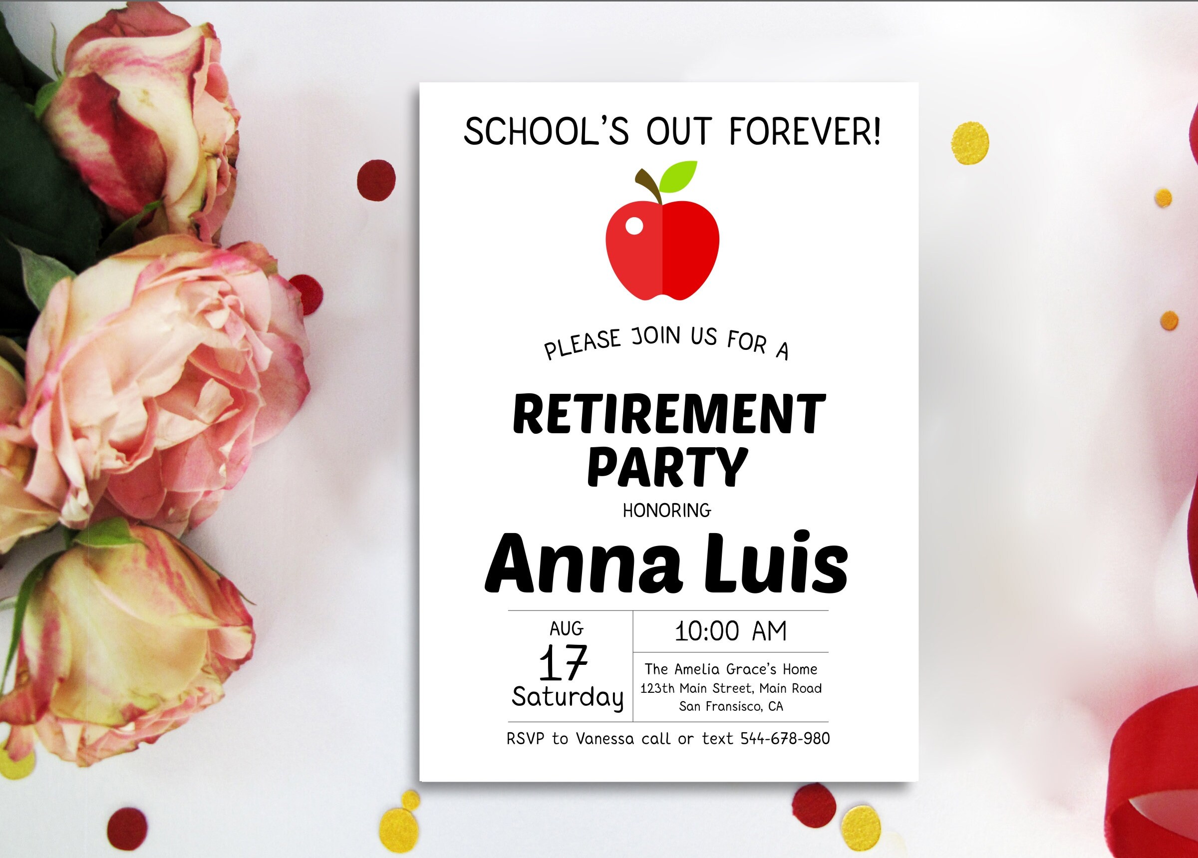 Apple Teacher Retirement Invitation. Retirement Invitation. - Etsy
