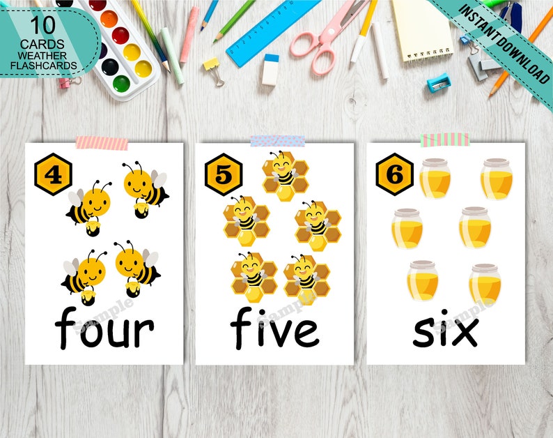 Honeybee Bee Honeycomb Number Flashcards Honey Bee Hive Number | Etsy