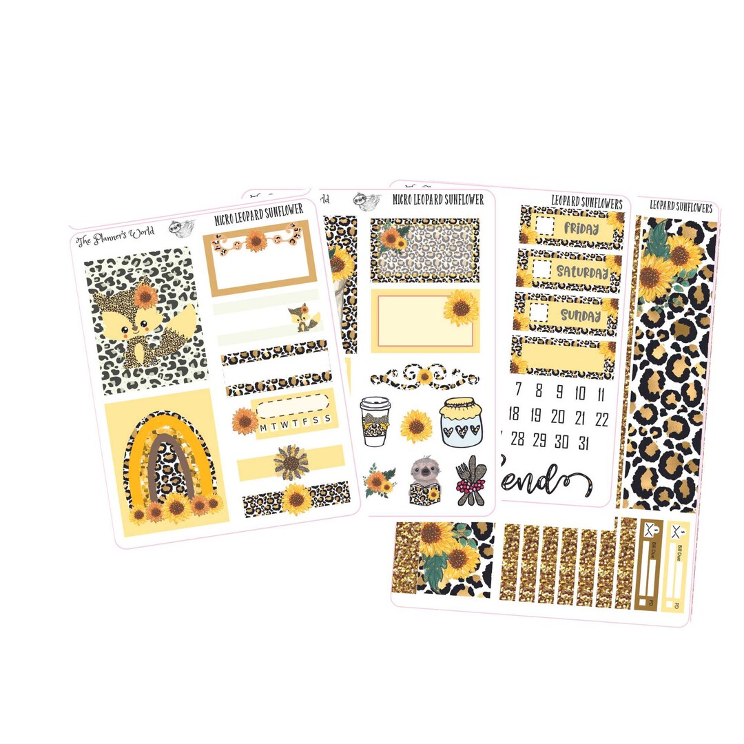 Leopard Sunflower Essentials Kit Planner Stickers - Etsy