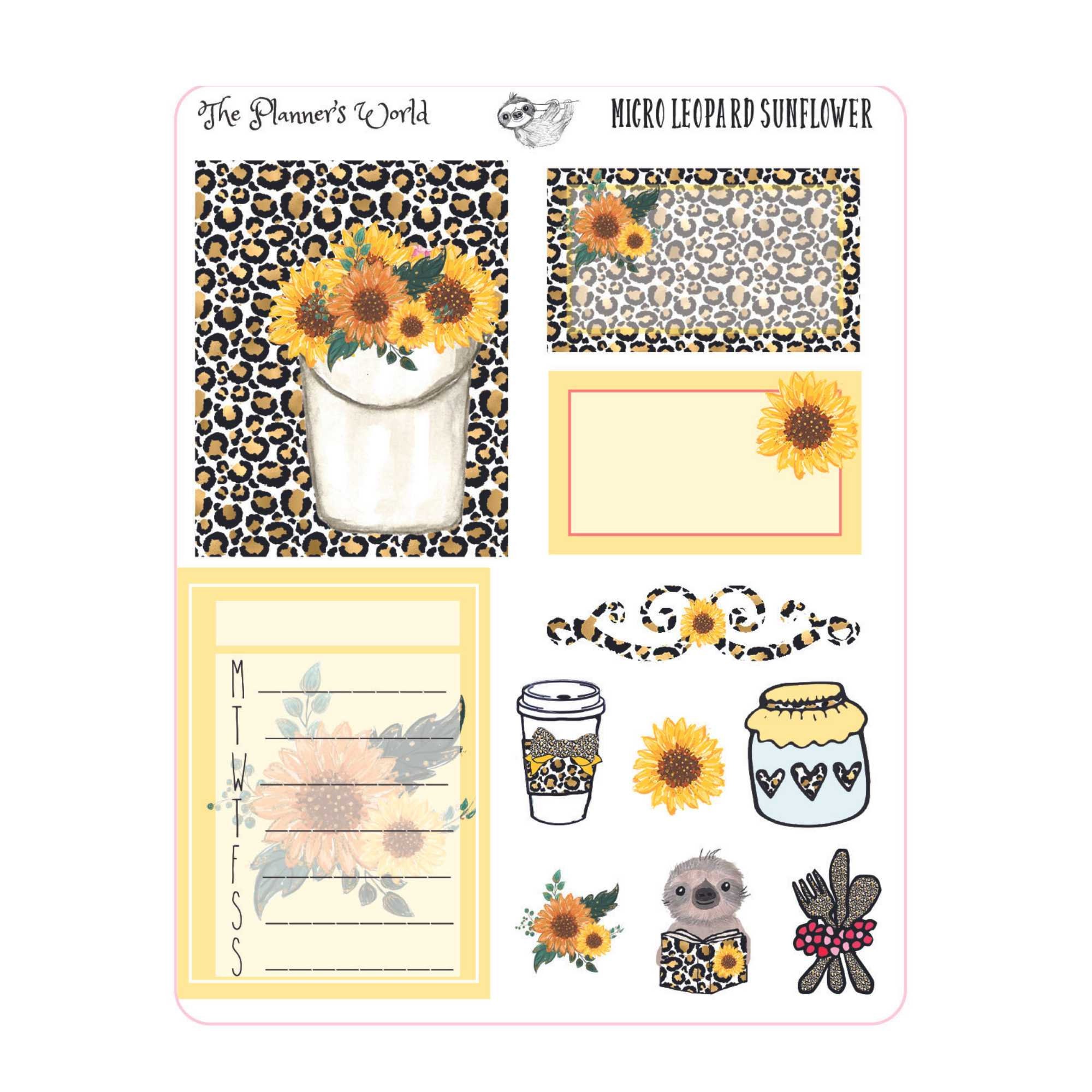 Leopard Sunflower Essentials Kit Planner Stickers - Etsy
