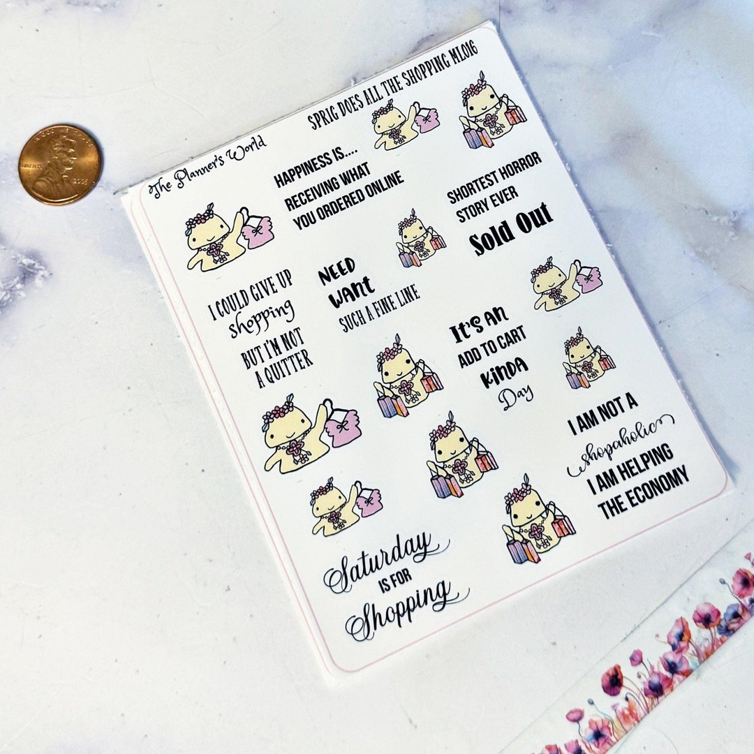 Shopping Spree Quotes Planner Stickers - Sprig - Etsy UK