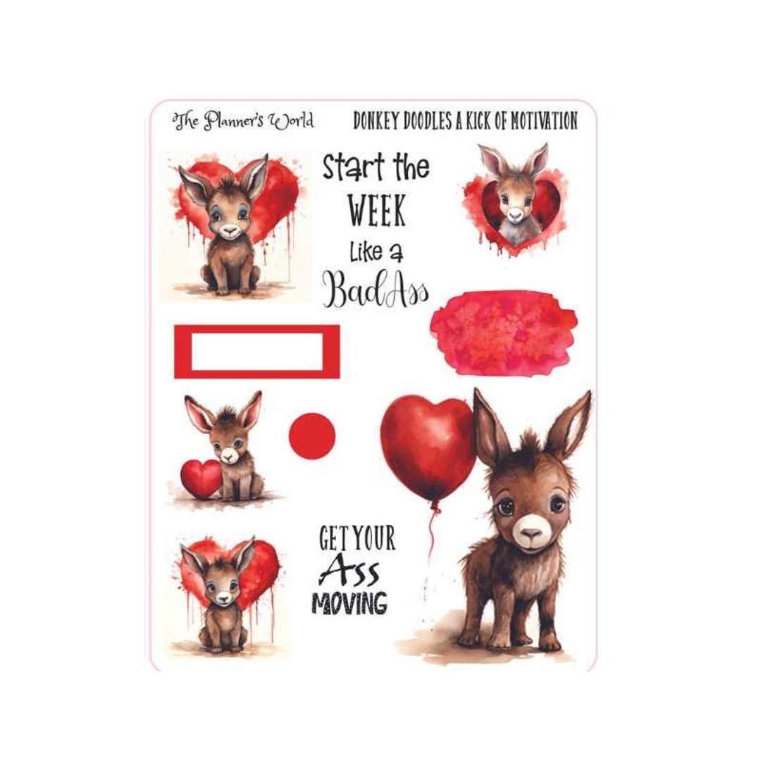 Donkey Doodles - A Kick of Motivation - Donkey Planner Stickers - Etsy