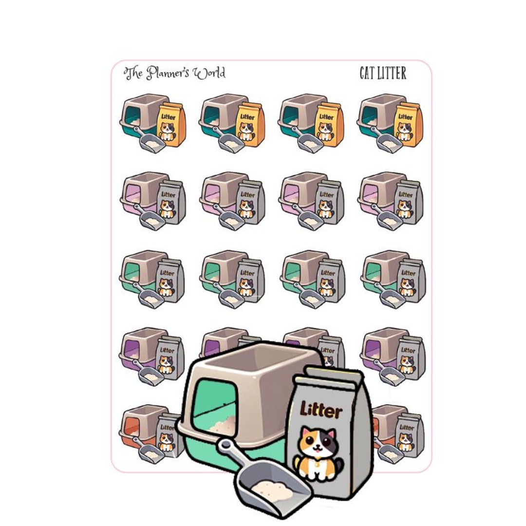 Clean the Catbox Planner Stickers Cat Litter Stickers - Etsy