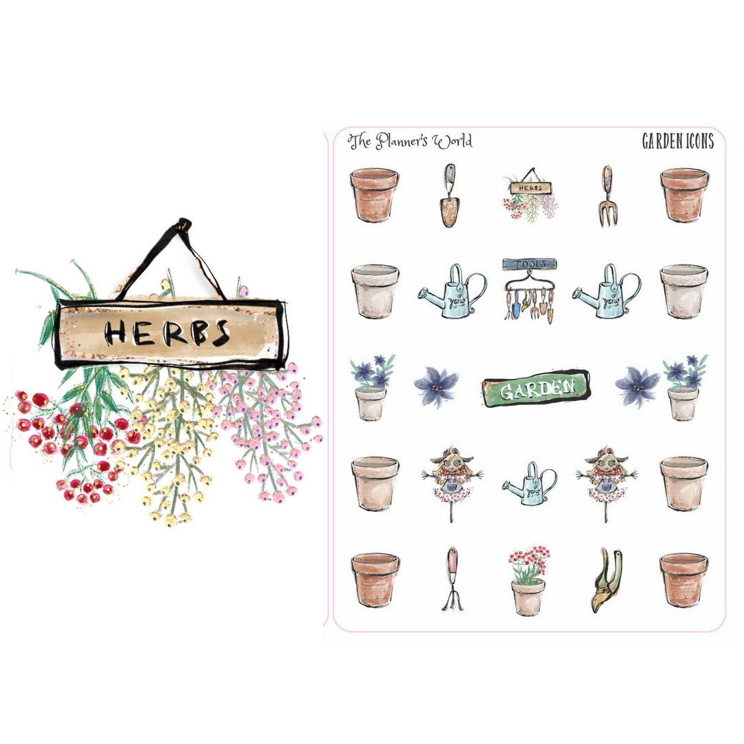 KIT-134 DECO Alyssa Garden Icon Planner Stickers - Etsy