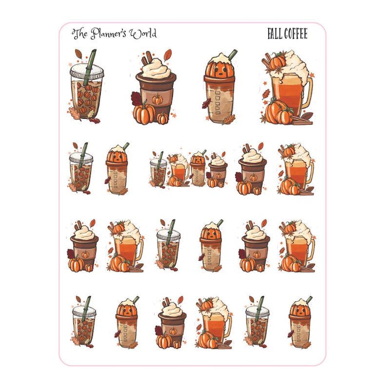Fall Coffee Planner Stickers – Pumpkin Spice Latte Stickers, Cute ...