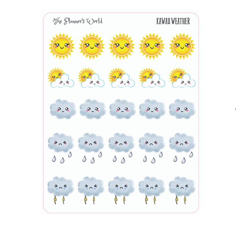 Weather Sticker Mini Weather Icon Planner Stickers | Etsy