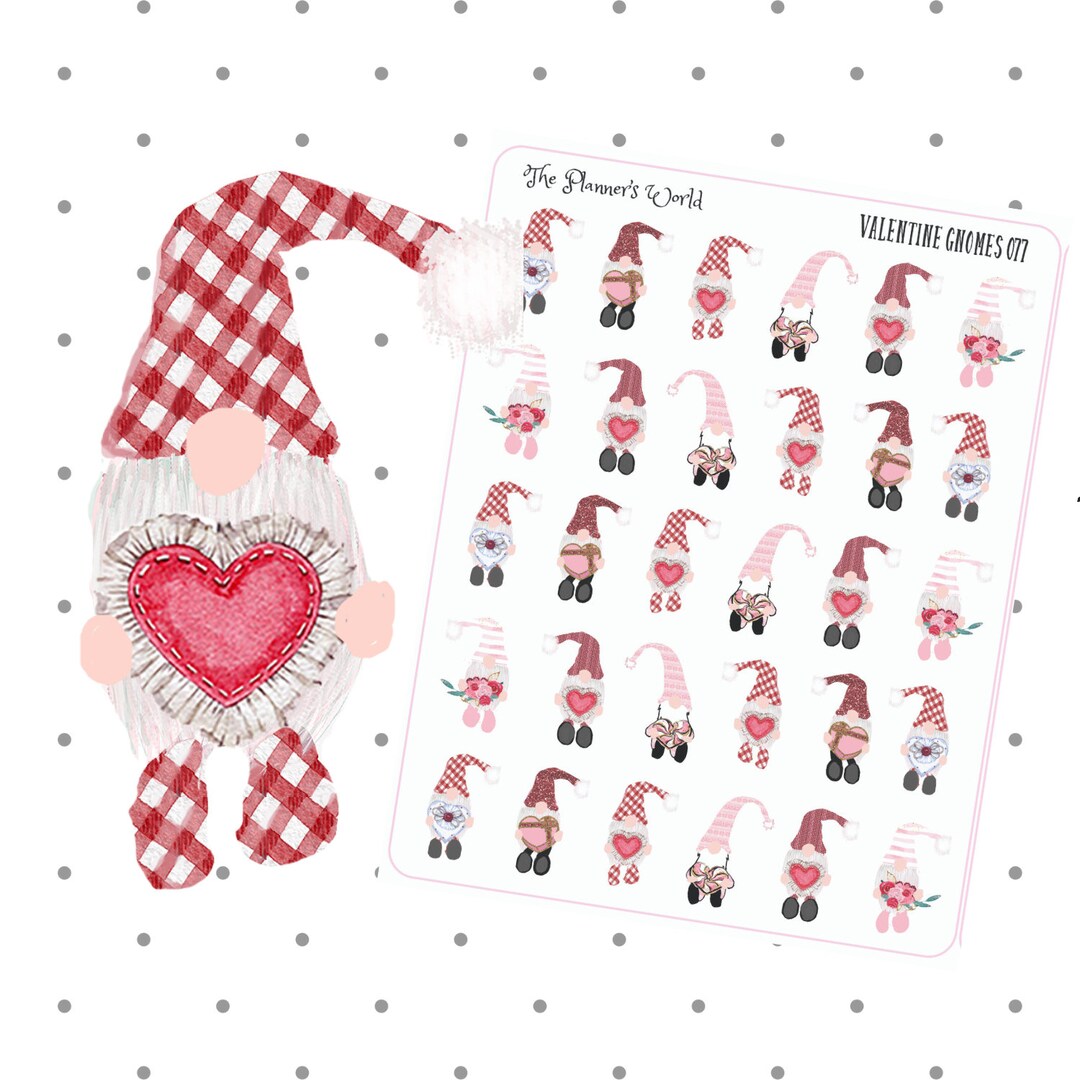 Gnome Planner Stickers Valentine Gnomes Stickers Valentines Day ...