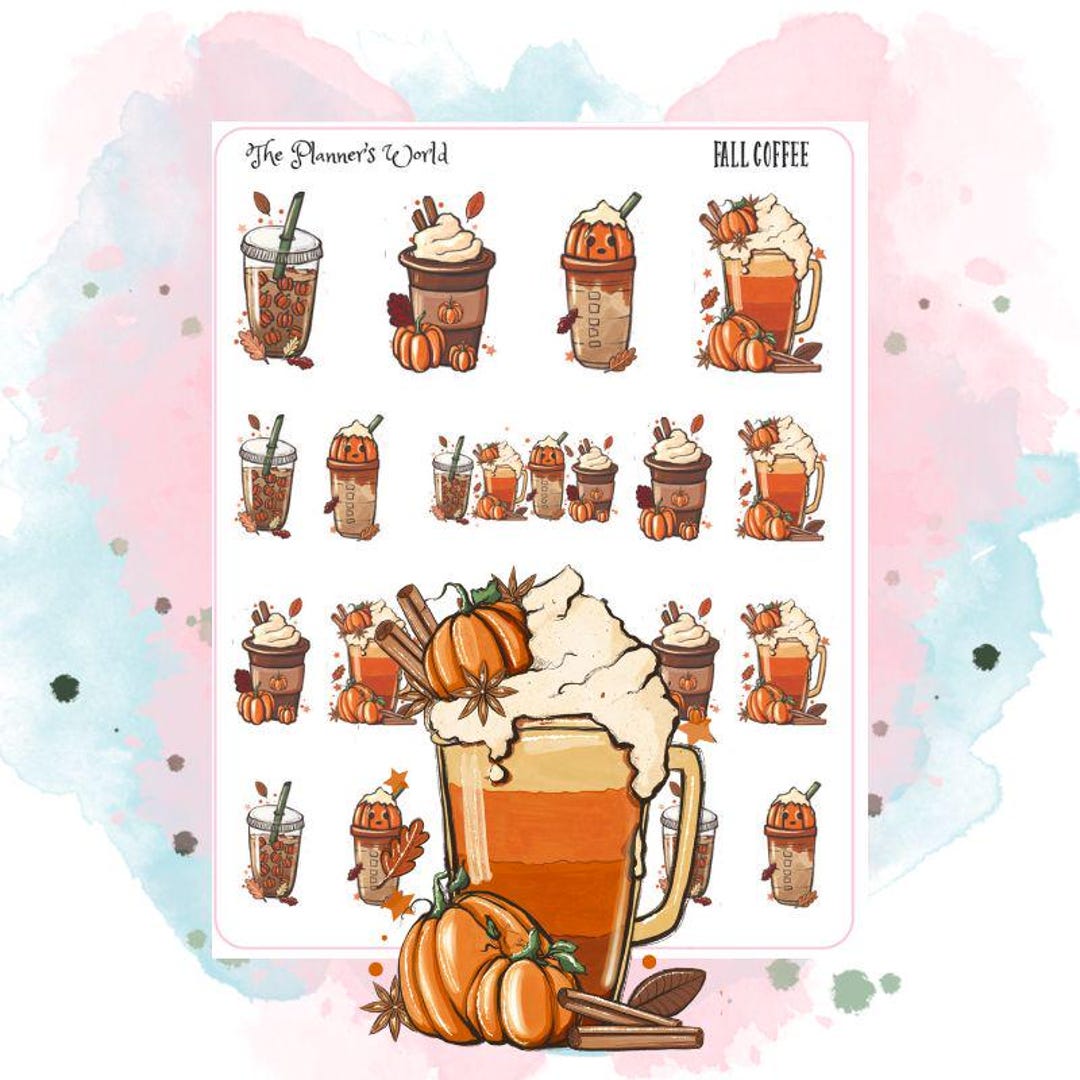 Fall Coffee Planner Stickers – Pumpkin Spice Latte Stickers, Cute ...