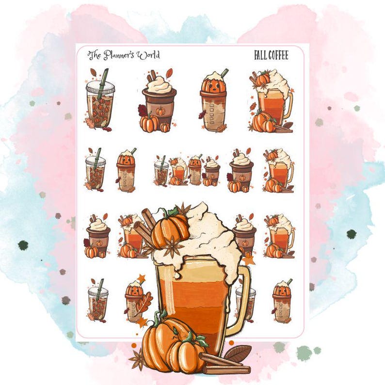 Fall Coffee Planner Stickers – Pumpkin Spice Latte Stickers, Cute ...