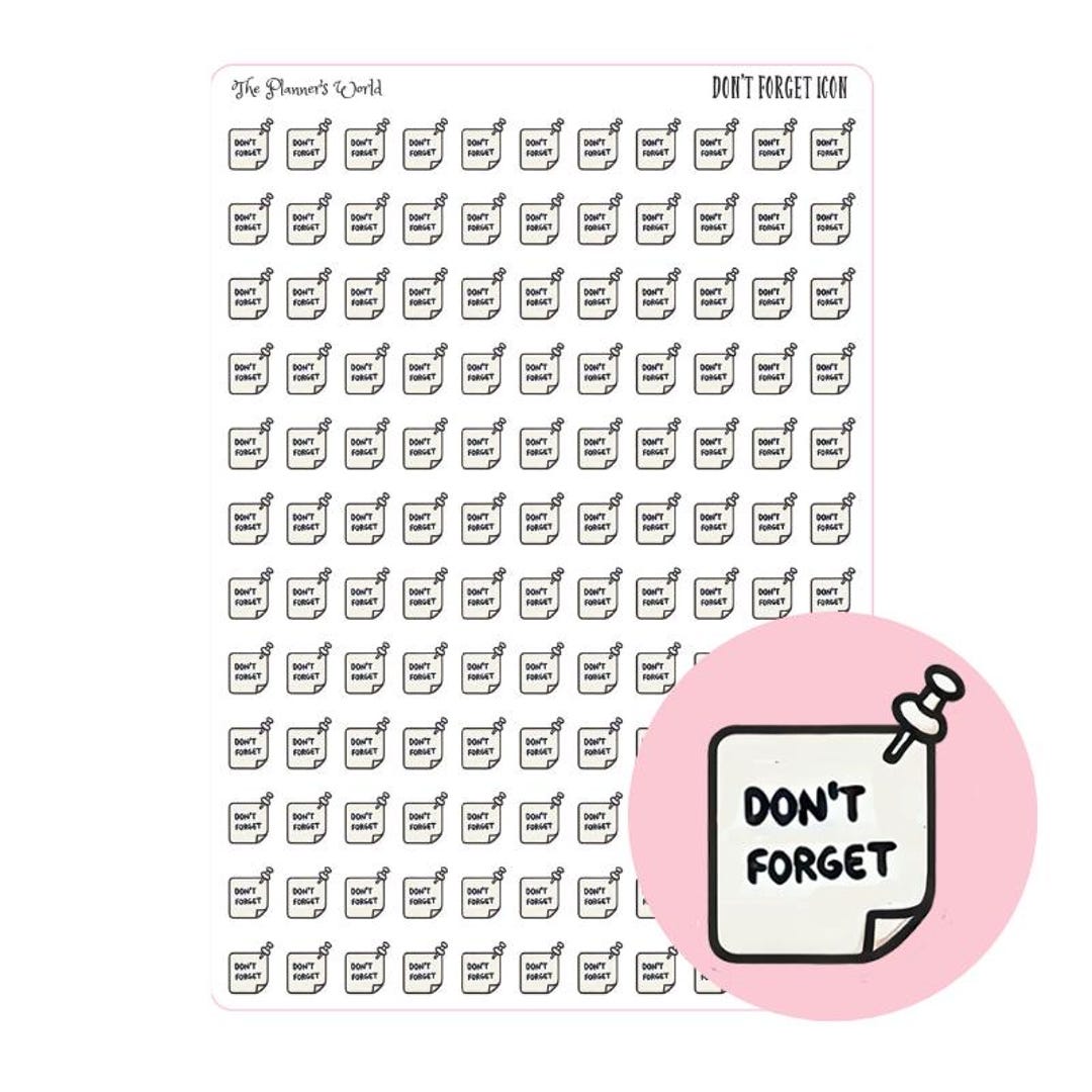 ICON-06 Stickers - Don't Forget Icon Planner Stickers - Etsy