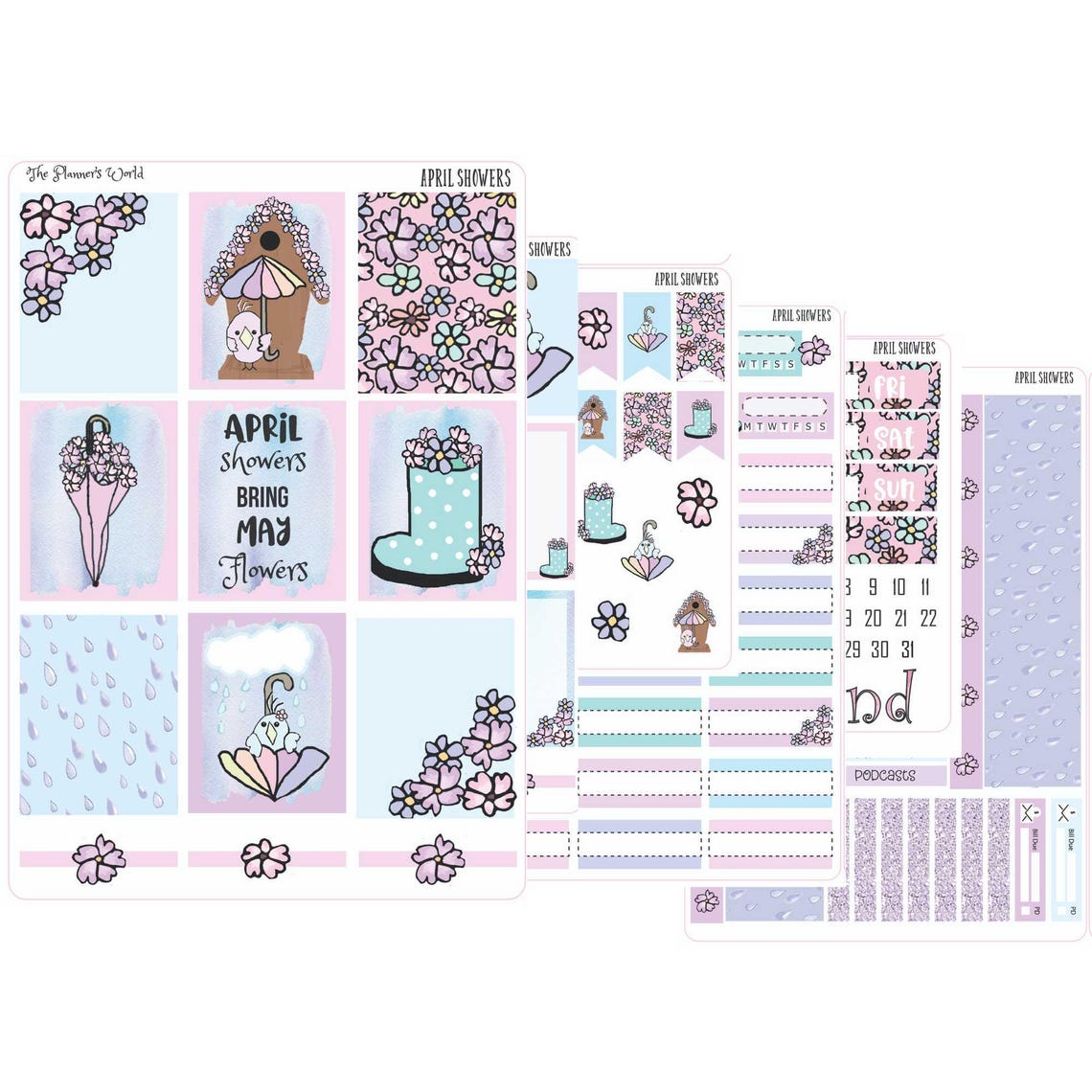Spring WEEKLY Vertical Planner Sticker Kit - Pastel Sticker Kit Sized ...