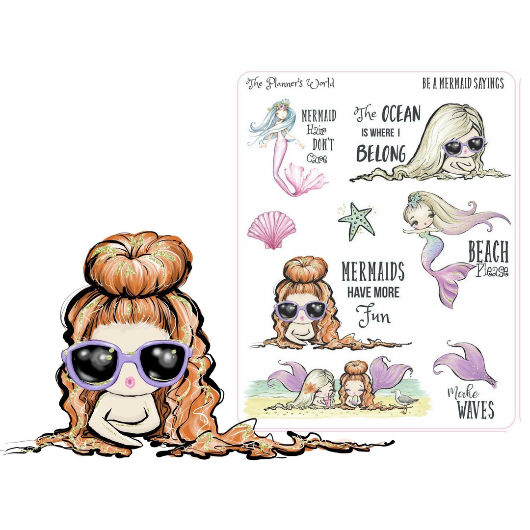 KIT-201 Be a Mermaid SCRIPT Sayings Planner Stickers - Etsy