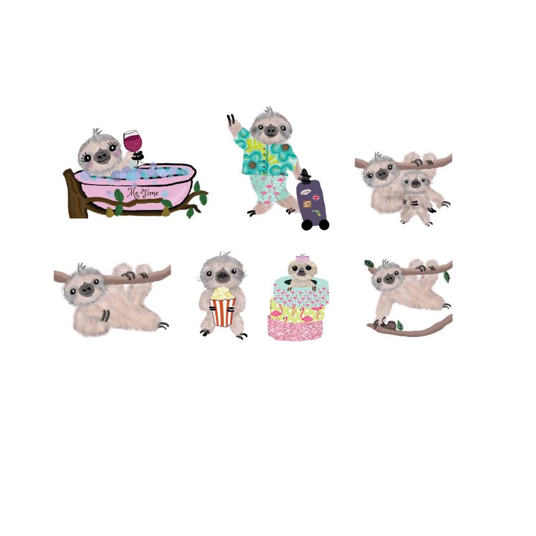 Die Cut Planner Stickers Cute Sloth Die Cuts - Etsy
