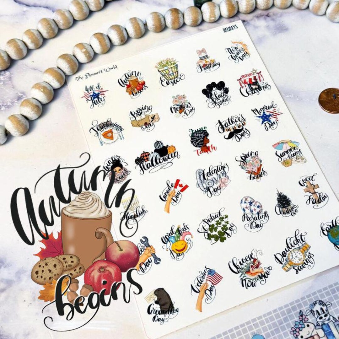Holiday Planner Icons - Assorted Annual Holiday Stickers - A Year of ...