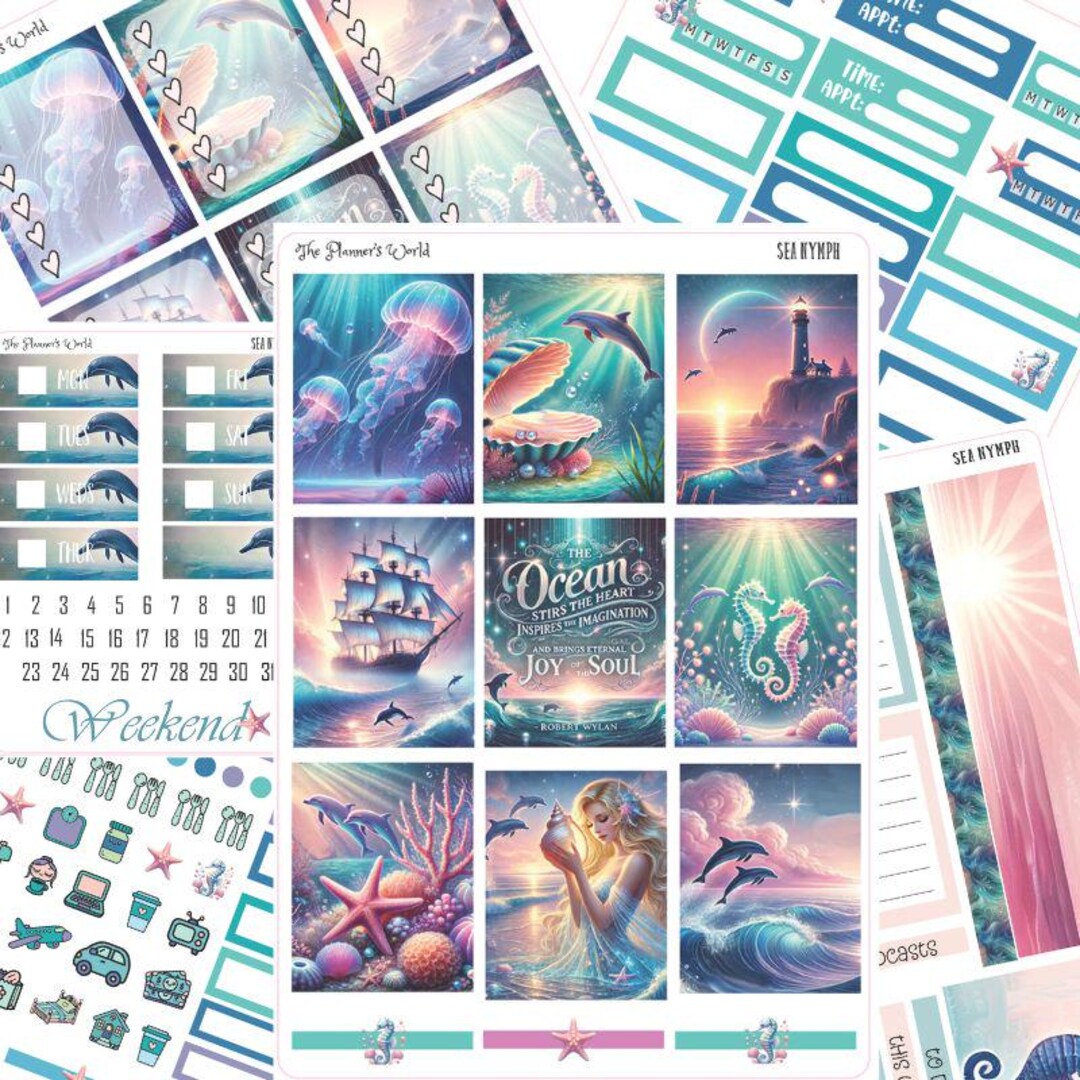 Planner Sticker Kit Vertical Weekly Stickers A5 Stickers - Sea Nymph ...