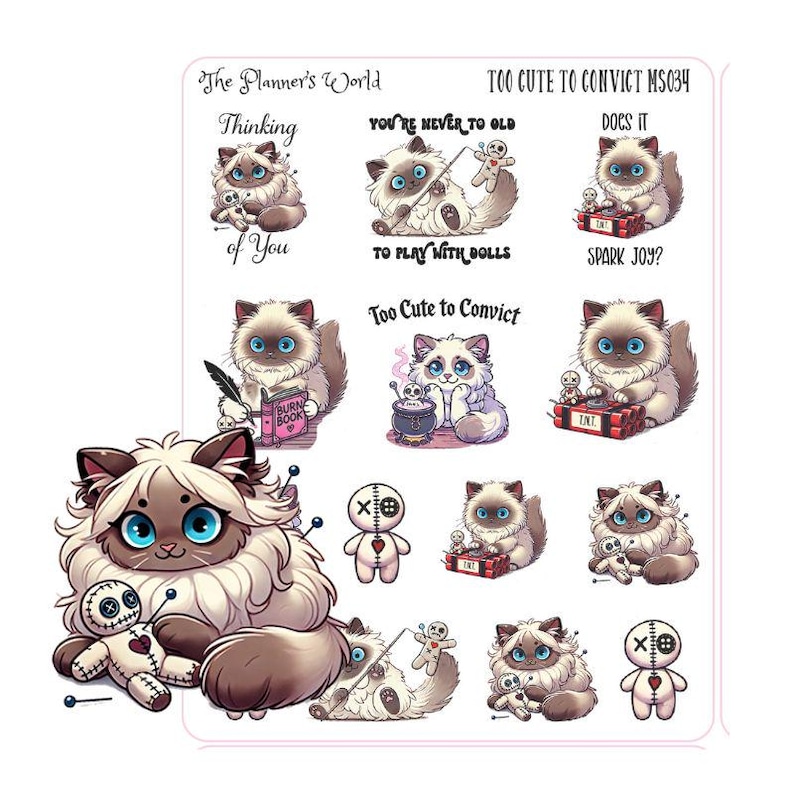 Snarky Planner Stickers - Voodoo Cat Stickers - Too Cute to Convict - Etsy