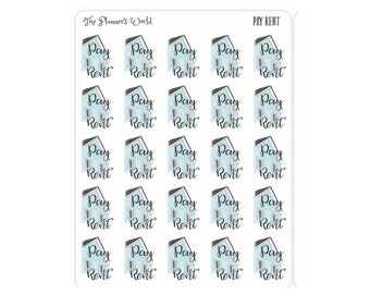 Pay Rent Icon Script Planner Stickers FC11 E-110 - Etsy