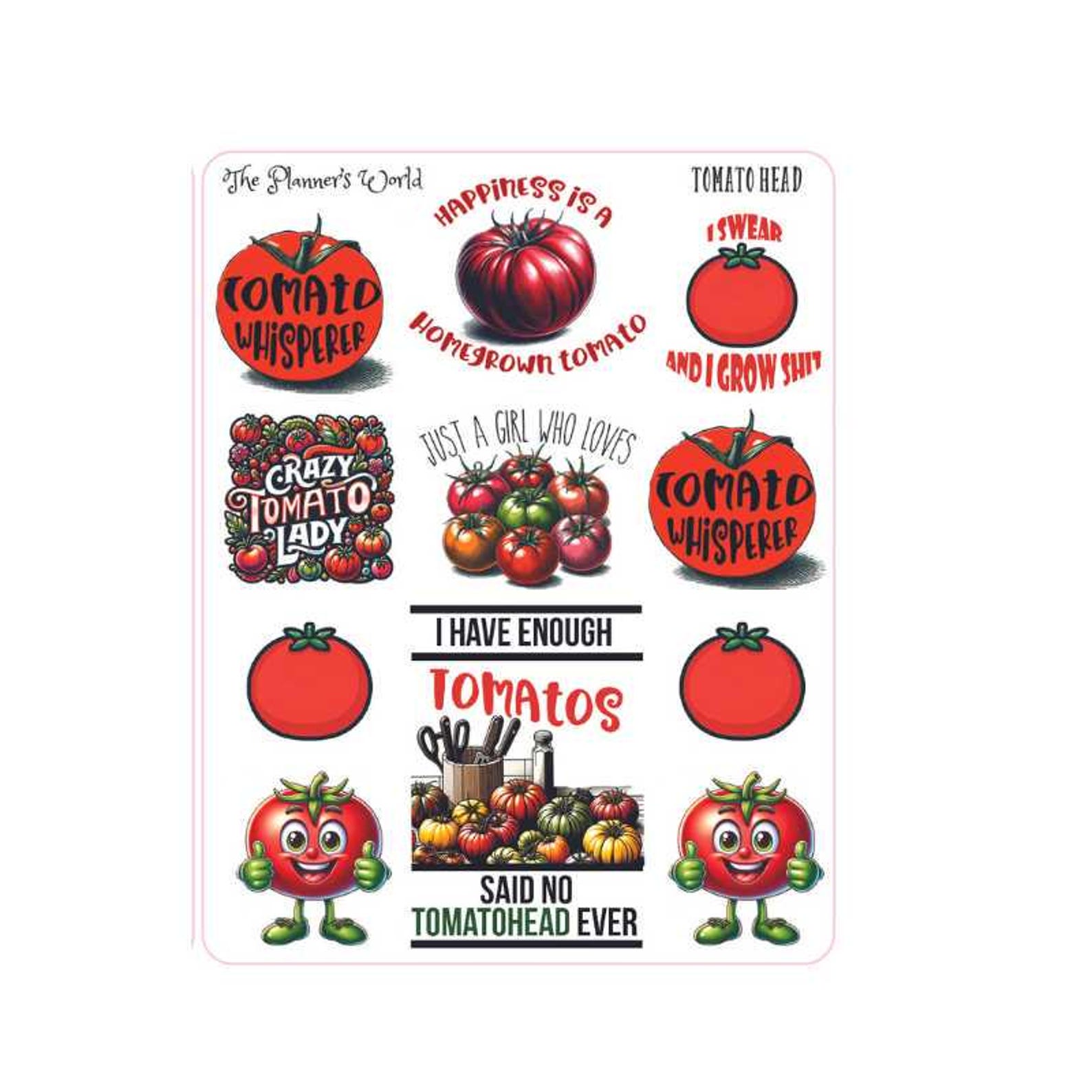 Tomato Head Planner Stickers - Tomato Lover Stickers - Etsy