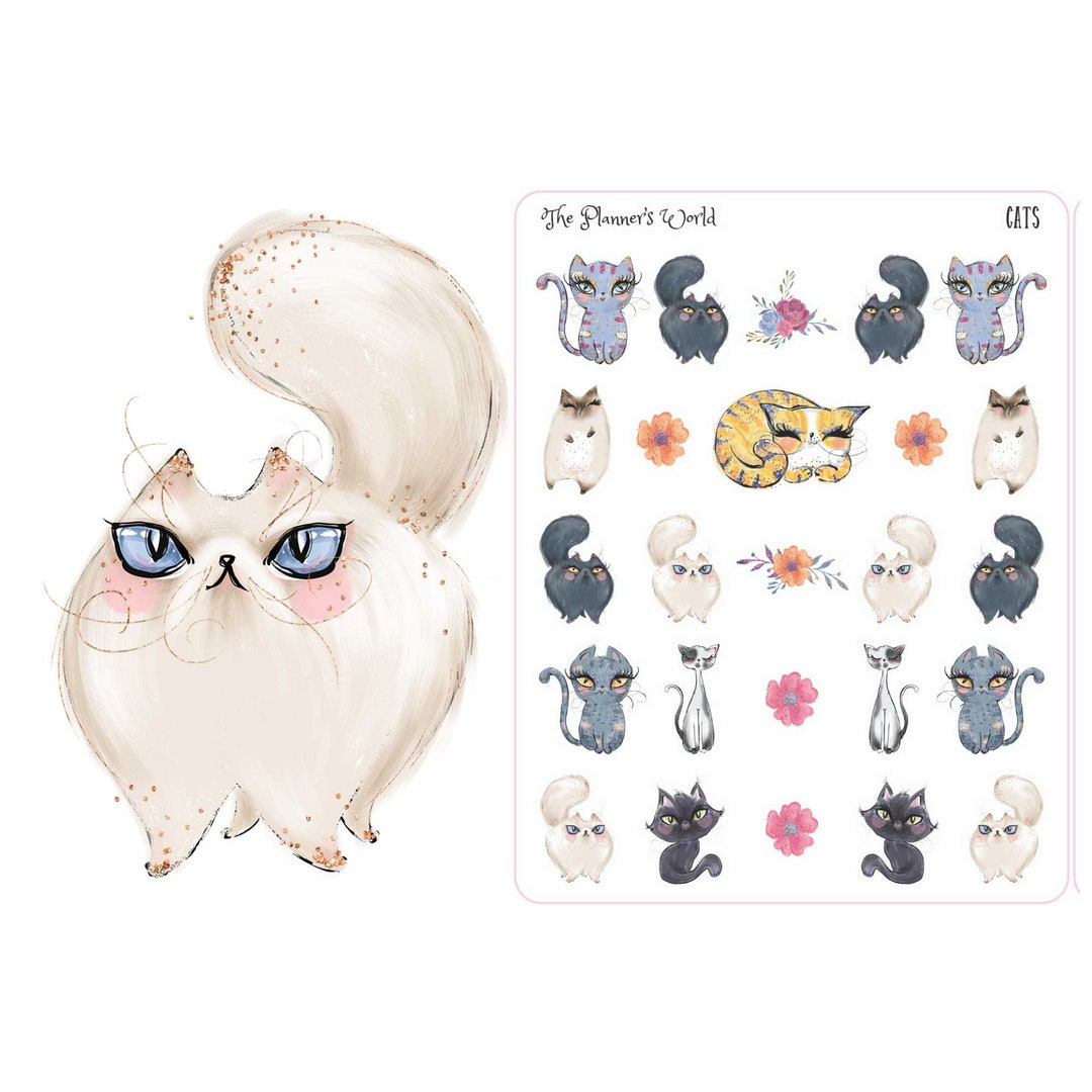 Cat Planner Stickers Assorted Cats - Etsy