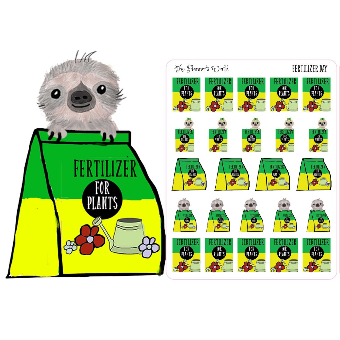 Gardening Stickers Fertilizer Planner Stickers Moe the Sloth - Etsy