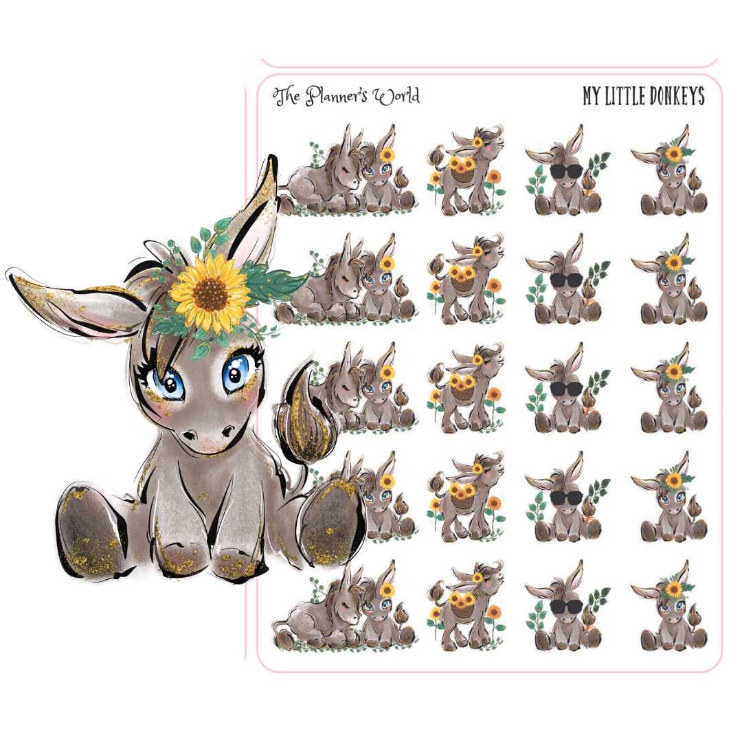 Donkey Planner Stickers - Cute Farm Animal Stickers Sheet - My Little ...