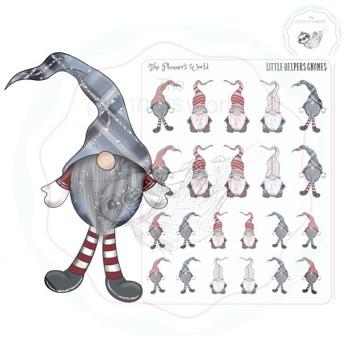 Christmas Gnome Gnome Stickers Gnome Die Cut Planner Sticker - Etsy