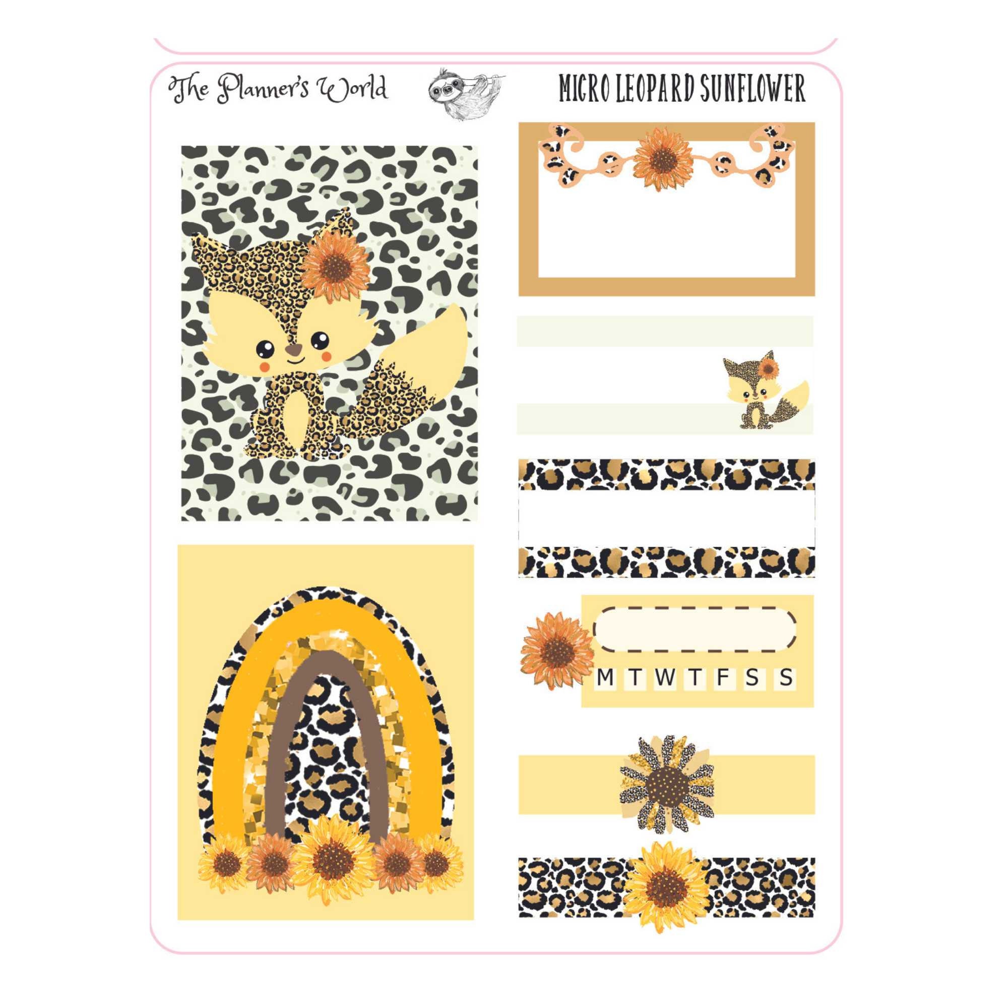 Leopard Sunflower Essentials Kit Planner Stickers - Etsy