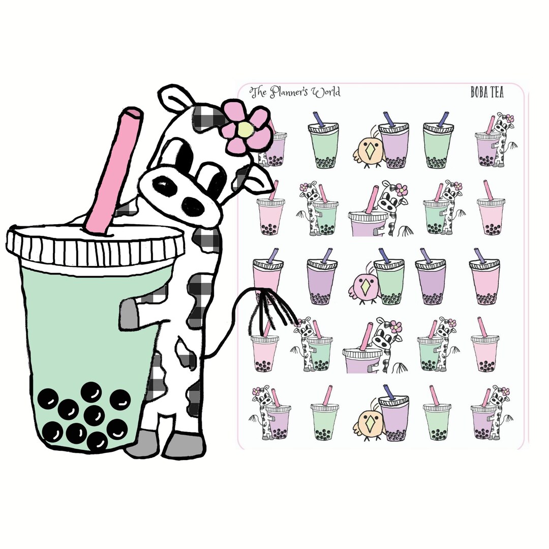 Boba Tea Planner Stickers – Cute Drink and Bubble Tea Stickers With ...