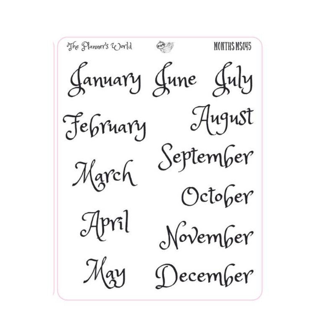 Month Stickers Script Planner Stickers - Etsy Nederland