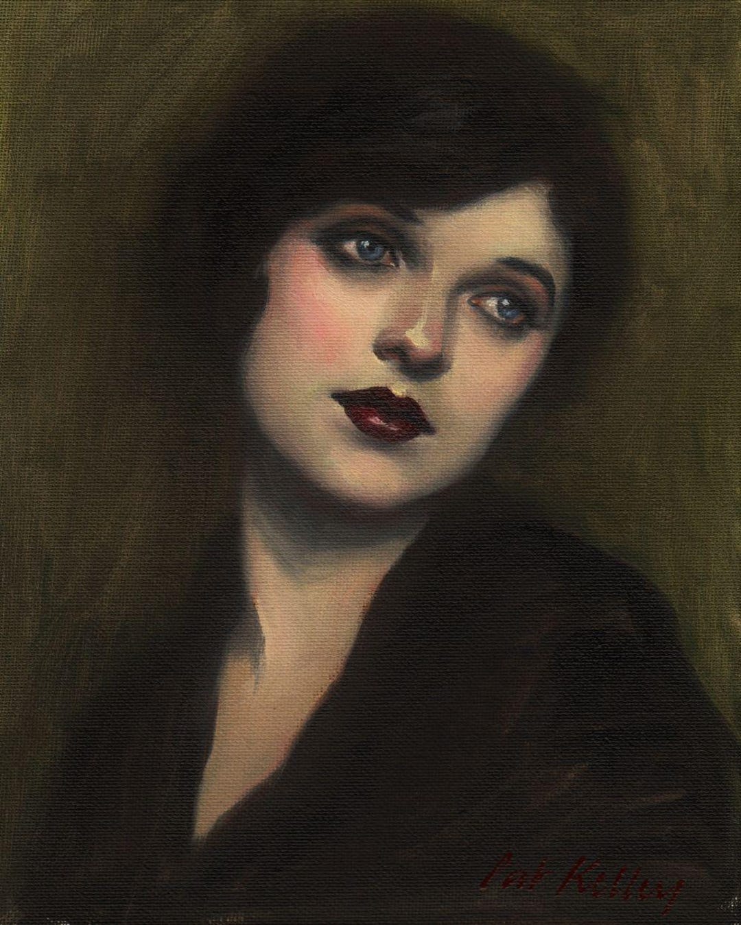 1920s Flapper Girl Art Print: Retro Portrait by Pat Kelley (14x11) - Etsy