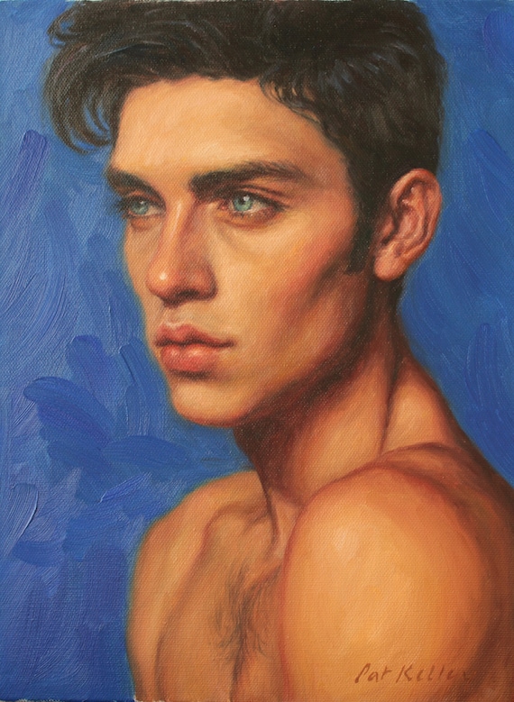 Muscular Man Vintage Original Oil Painting Beauty Fine Art Male Nude ...