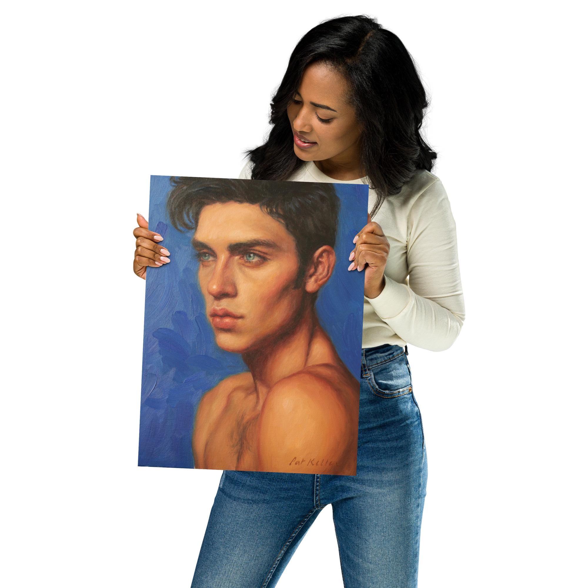 Man With Cobalt Blue – Modern Male Portrait Print by Pat Kelley - Etsy
