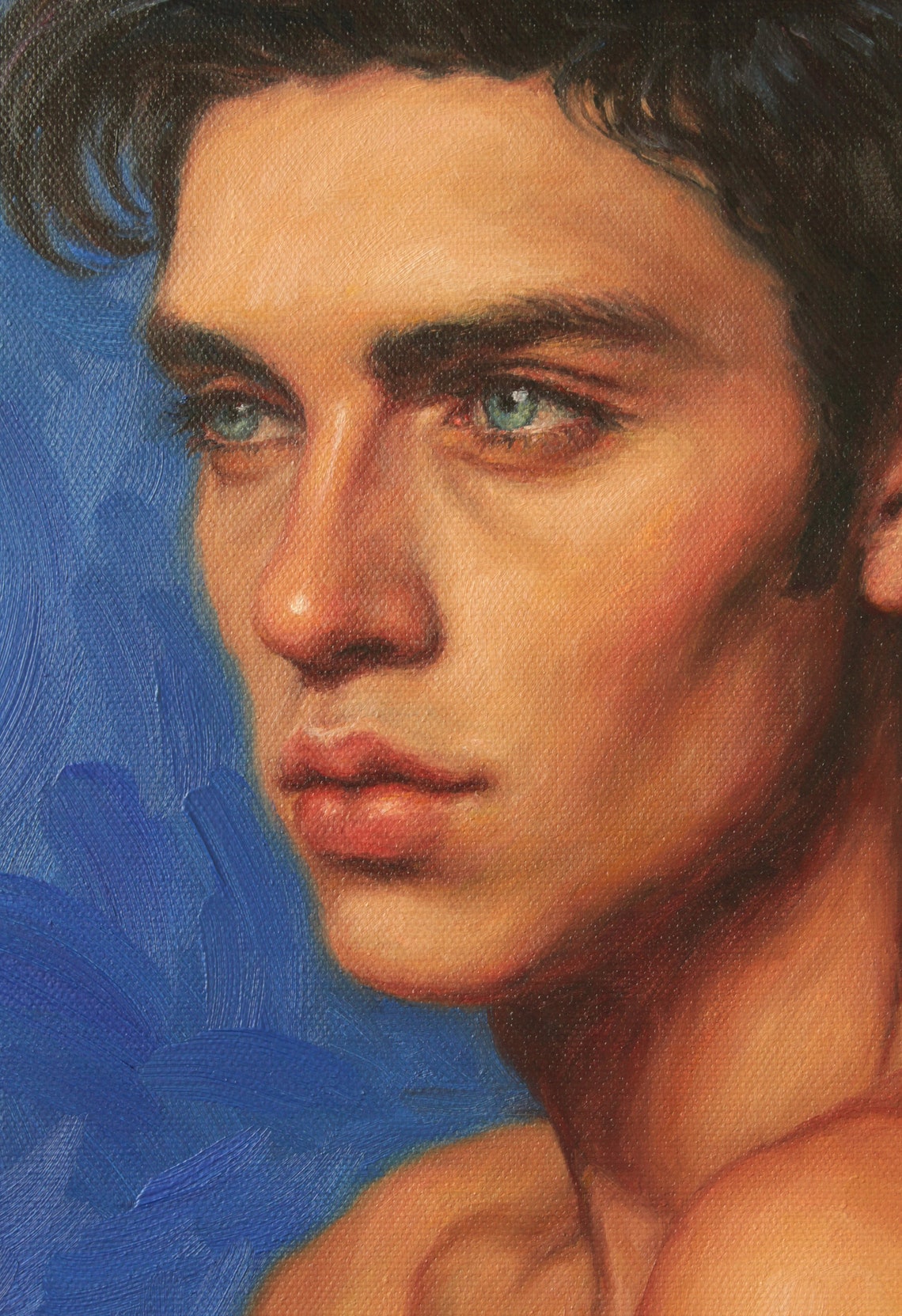 Man With Cobalt Blue. Large Art Print From Original Oil | Etsy