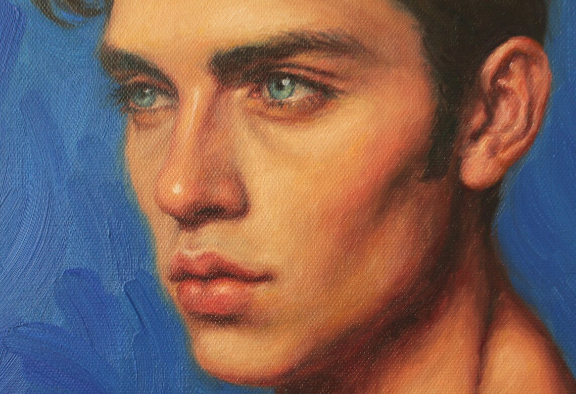 Man With Cobalt Blue. Large Art Print From Original Oil - Etsy
