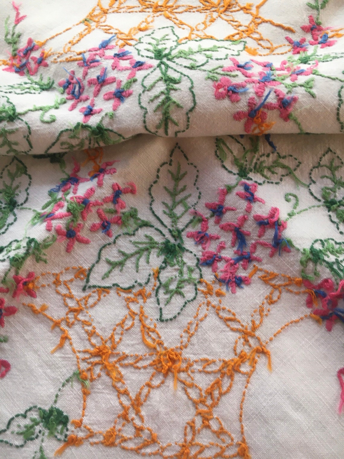 Antique Hand Embroidered Beautiful Linen Tablecloth W/large - Etsy